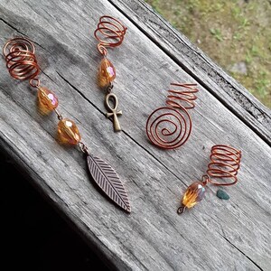 Golden Orange Ankh Loc Jewelry Set, 4pc Dreadlock Jewelry Set, Braid ...