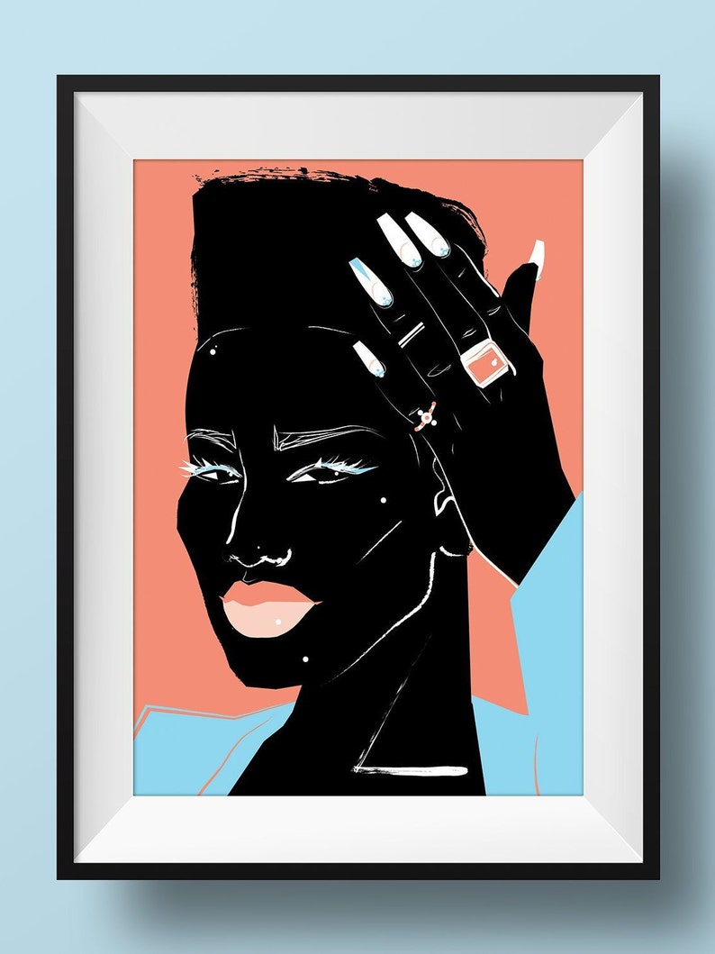 Grace Jones Black Women Afro Natural Hair Art Print Poster | Etsy