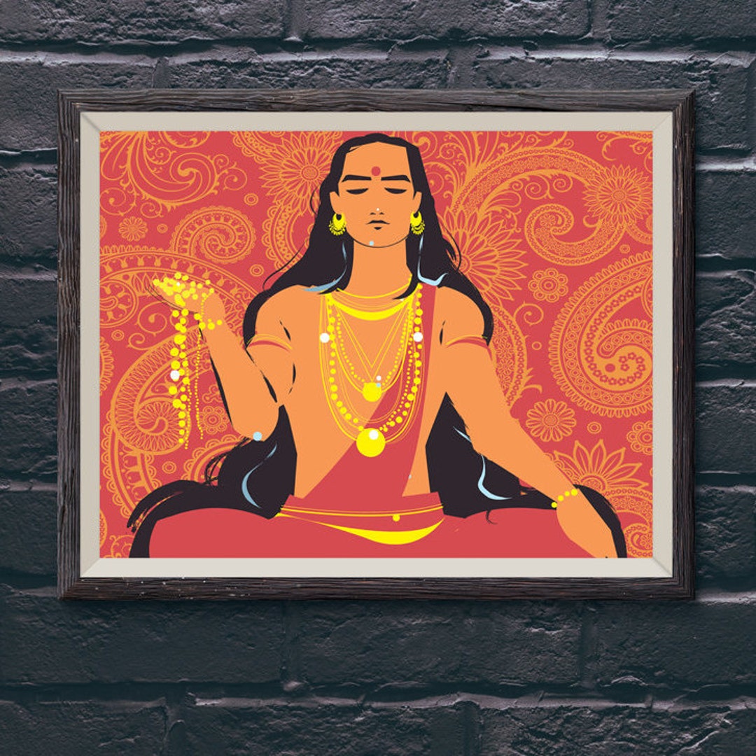 Indian Asian Art Print Poster Hair Red Orange Beautiful Male Ethnic ...