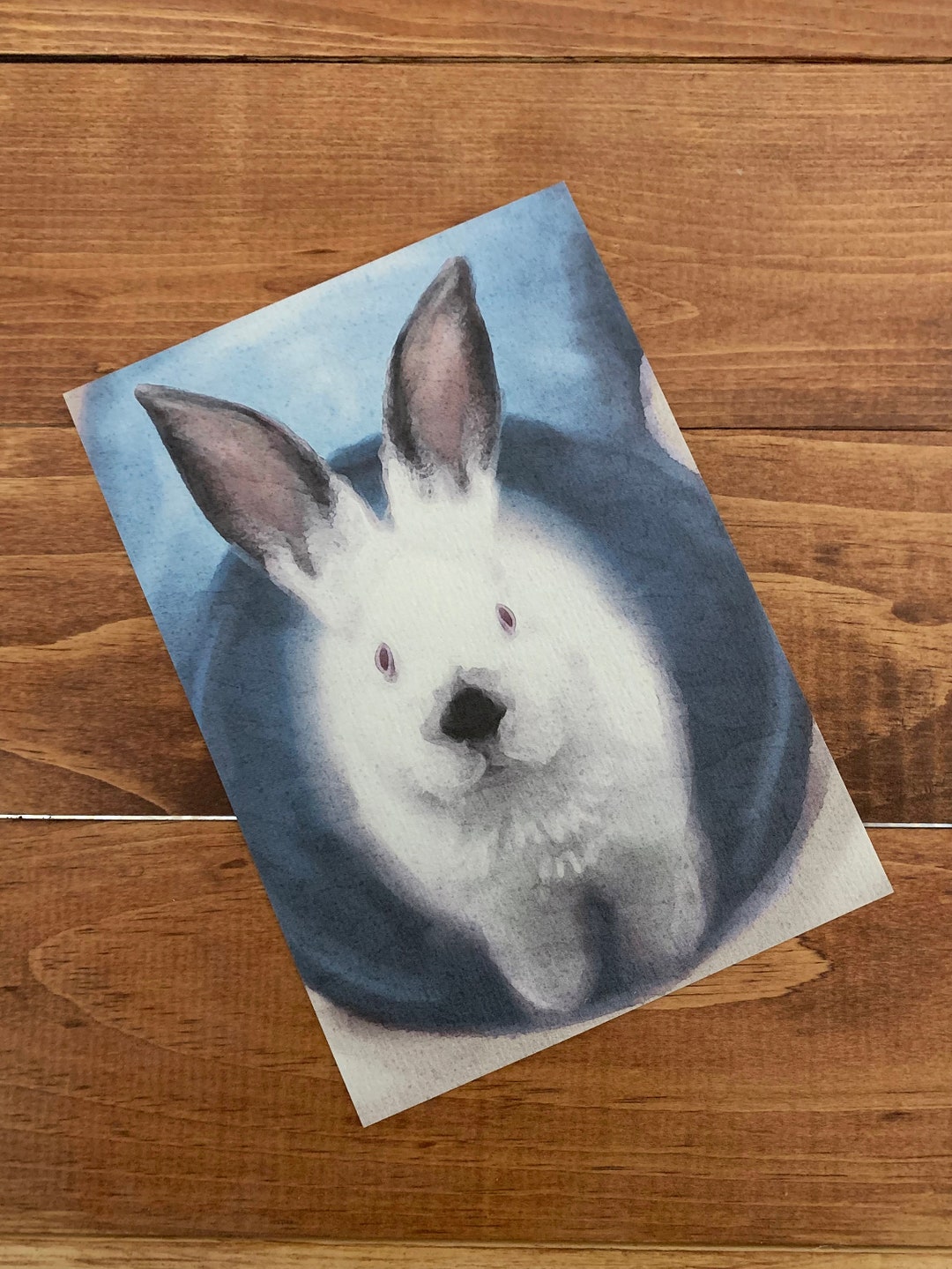 Californian Rabbit in Tunnel Watercolor Art Print 5x7 Bunny California ...