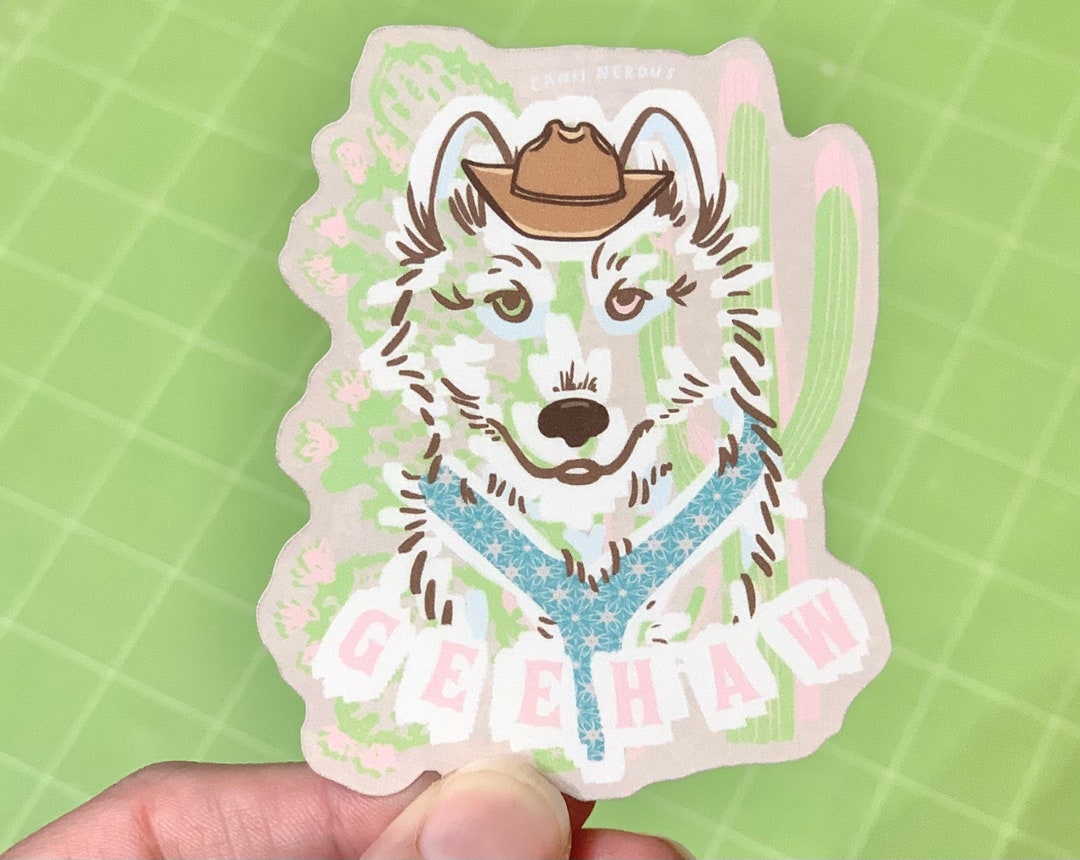 Gee Haw Cowboy Sled Dog Sticker Dryland Mushing Siberian Husky Alaskan ...