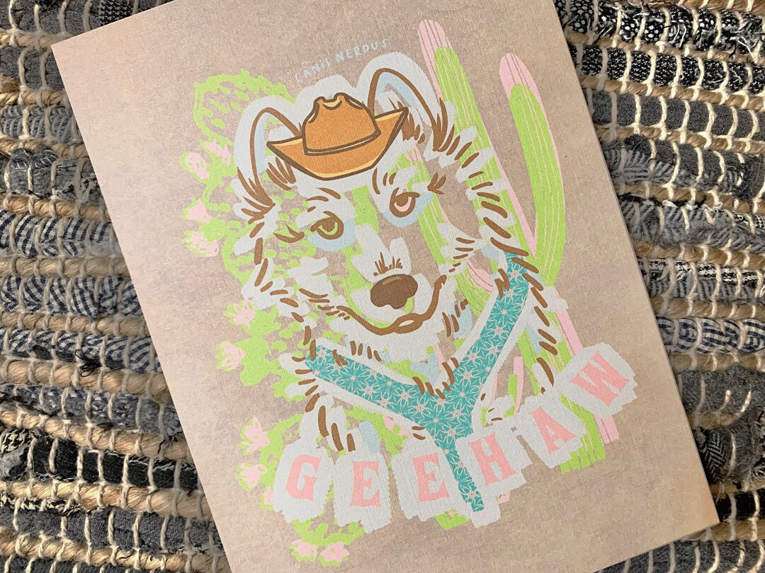 Gee Haw Cowboy Sled Dog Art Print | 5x7" 8x10" 16x20" | Dryland Mushing ...