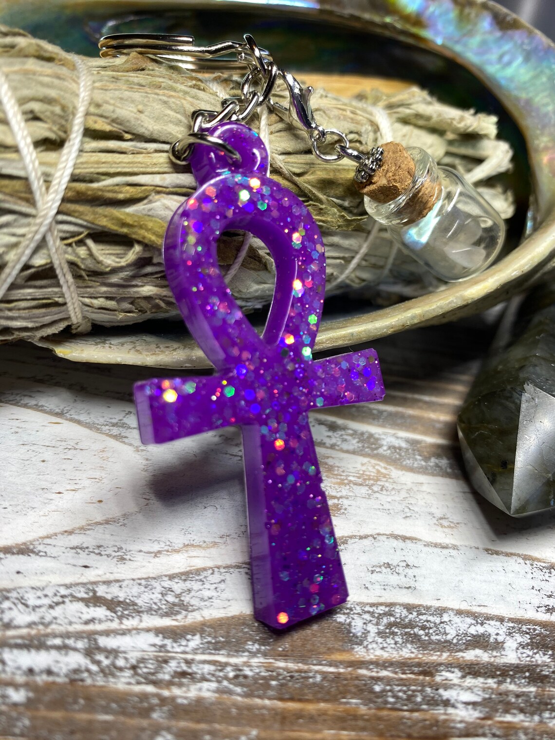 Purple Glitter Ankh Egyptian Goddess Pagan Wicca Hoodoo | Etsy