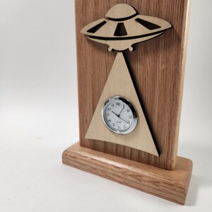 Handmade Oak Alien Spaceship Desk Clock: Novelty Timepiece - Etsy