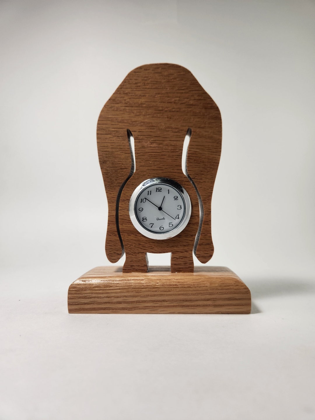 Bassett Hound Novelty Desk Clock | Custom | Handmade | Solid Oak | I Make Each Item Myself - Etsy