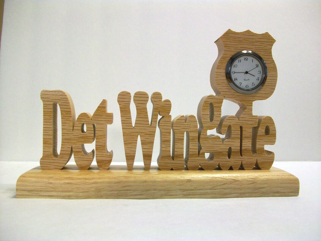 Personalized Detective Desk Clock | Custom | Handmade | Solid Oak | I ...