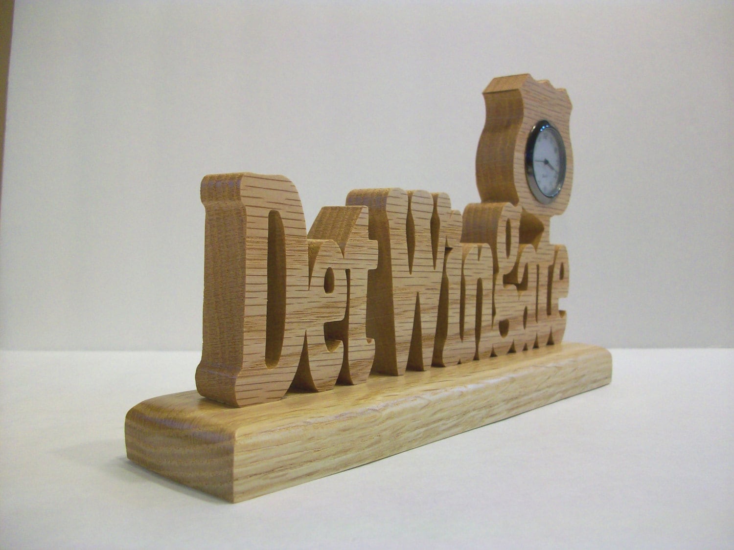 Personalized Detective Desk Clock | Custom | Handmade | Solid Oak | I ...