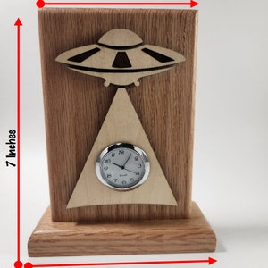 Handmade Oak Alien Spaceship Desk Clock: Novelty Timepiece - Etsy
