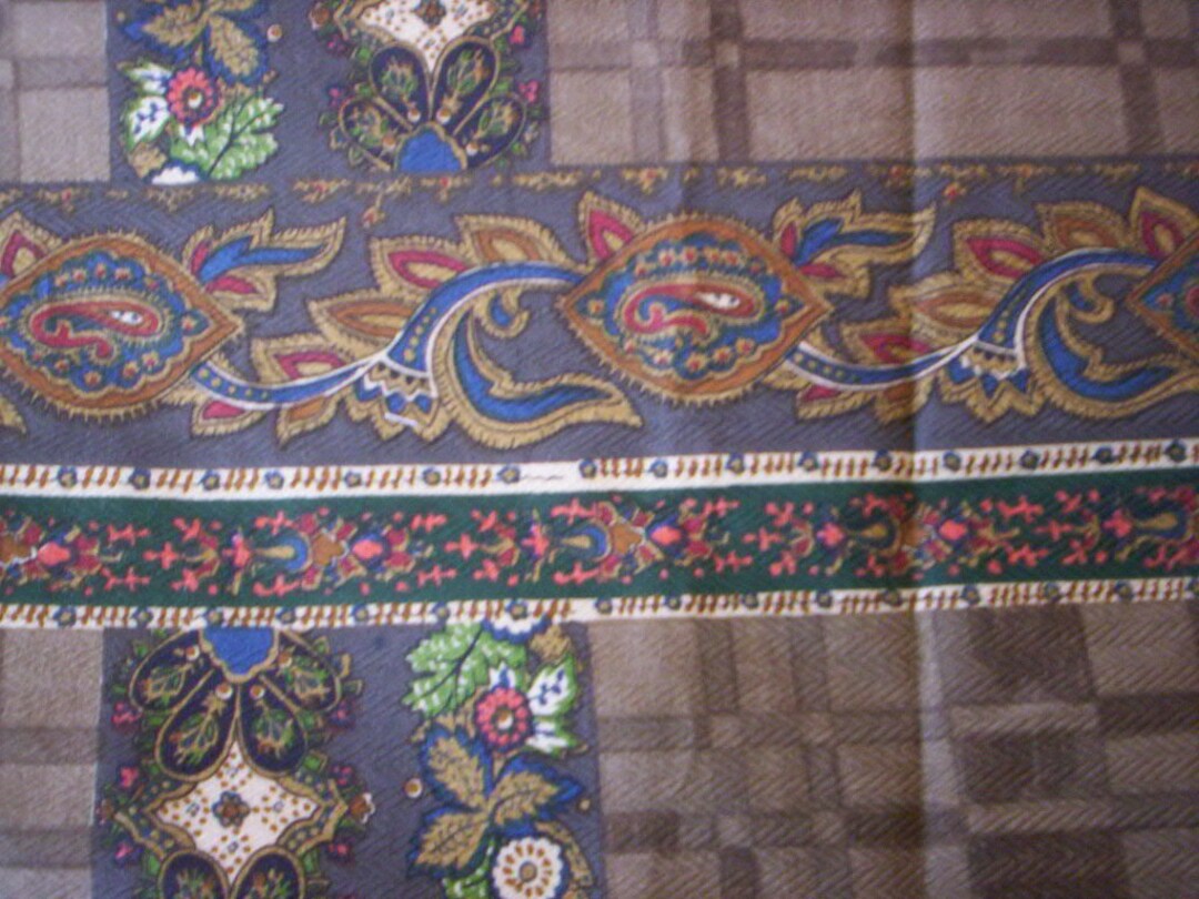 Paisley and Plaid Fabric/dark Fabric/cotton Fabric/paisley Flower ...