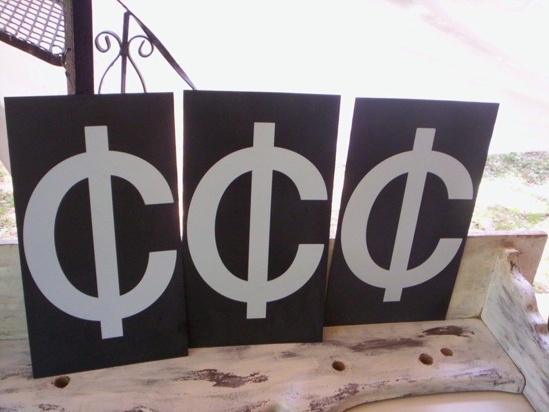 Vintage Plastic Cent Sign/black and White Plastic Sign/plastic - Etsy