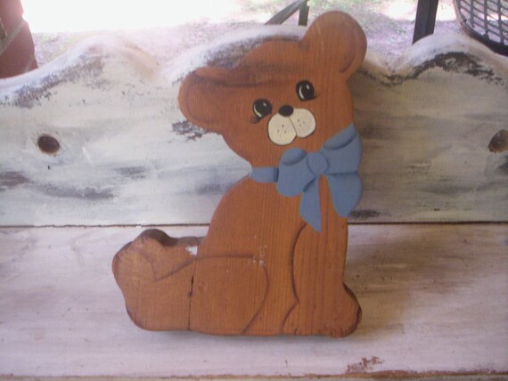 Wood bear shaped wood/Rustic wood bear Craft project | Etsy