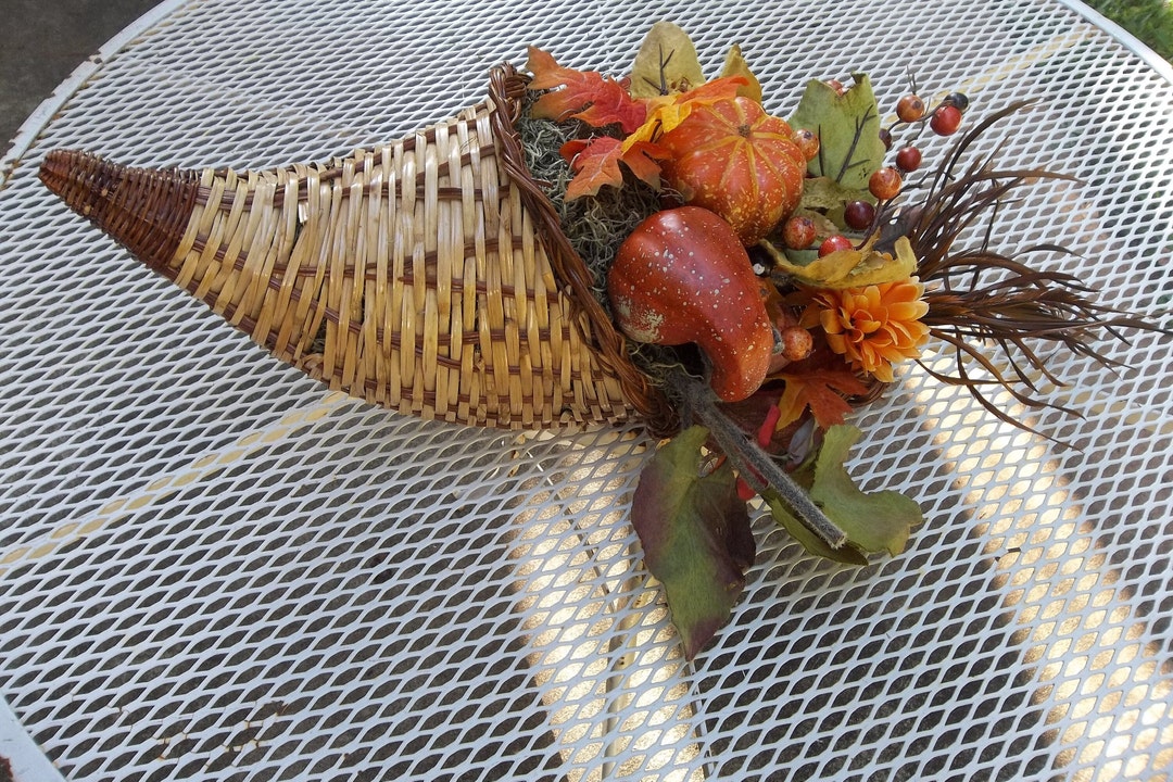 Thanksgiving Basket/fall Rustic Cornucopias Country Basket/fall ...