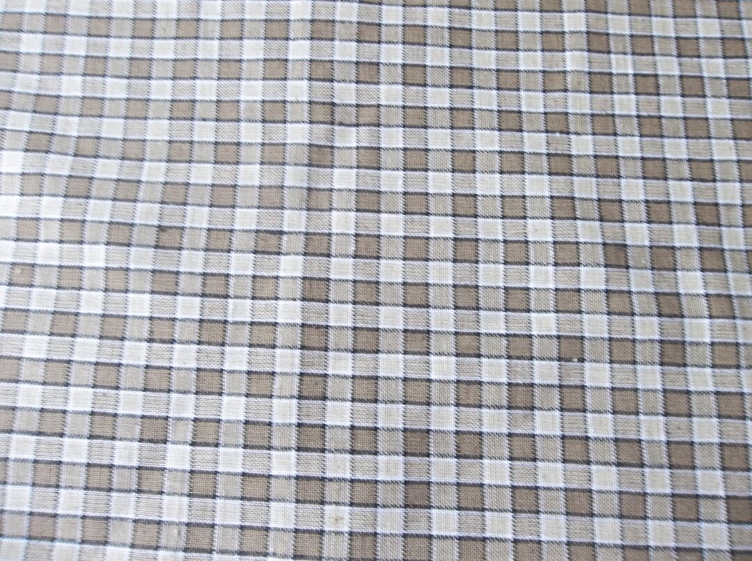Checked Fabric/brown, Black, White Check Fabric/quilt Fabric/country ...