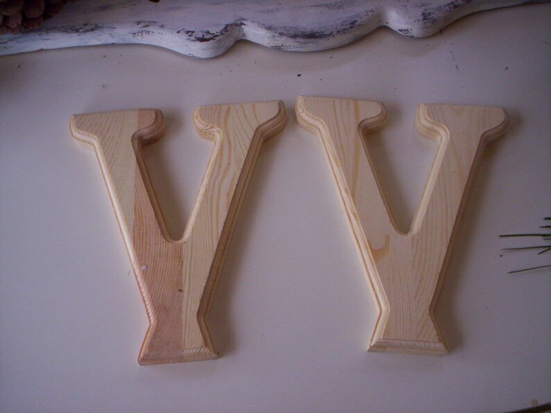 8'' Unfinished Wood Letter V/unpainted Wood Letter/wood Alphabet ...