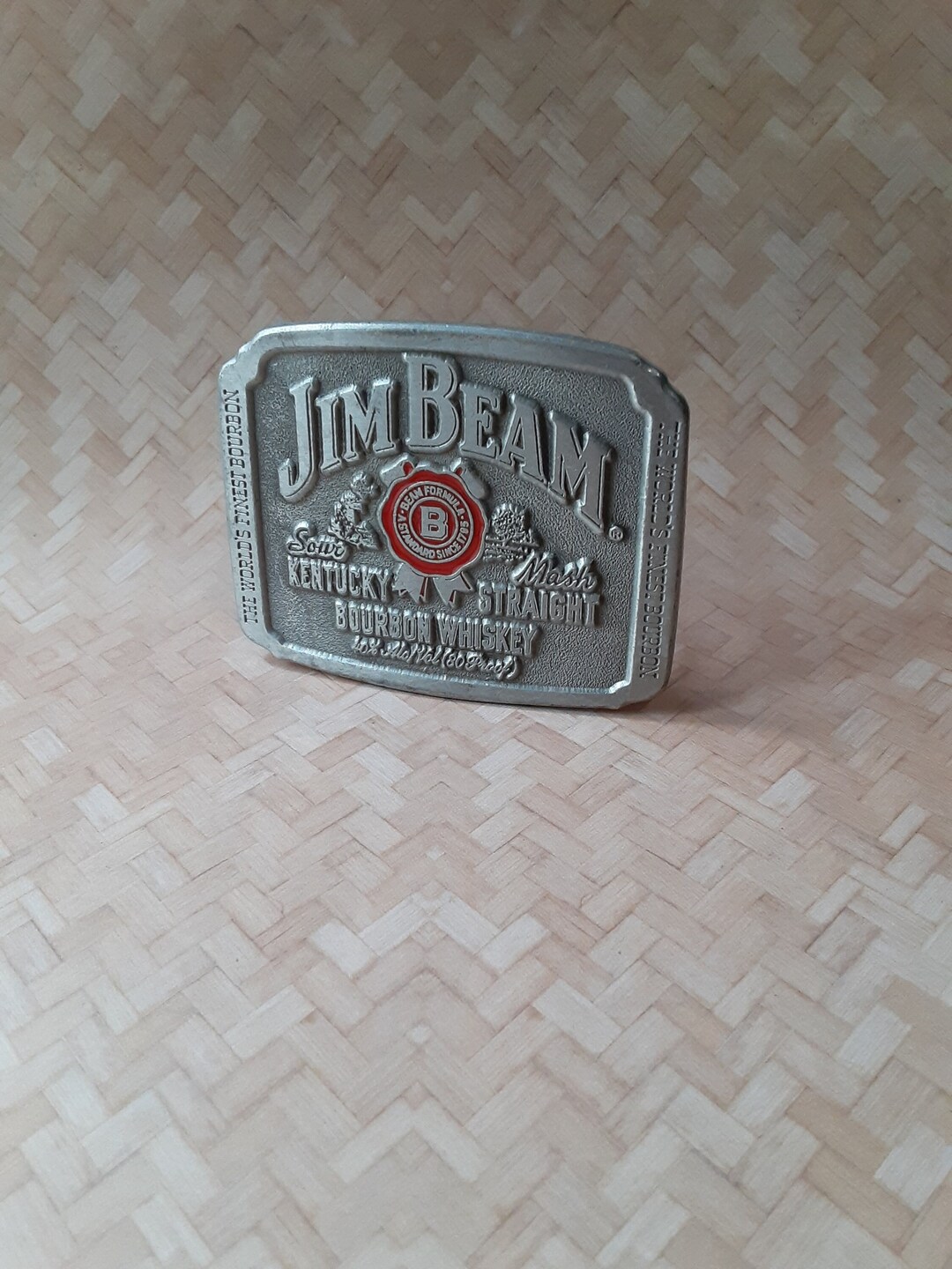 Vintage 1995 Jim Beam Whiskey Belt Buckle Rare Red Enamel Logo - Etsy