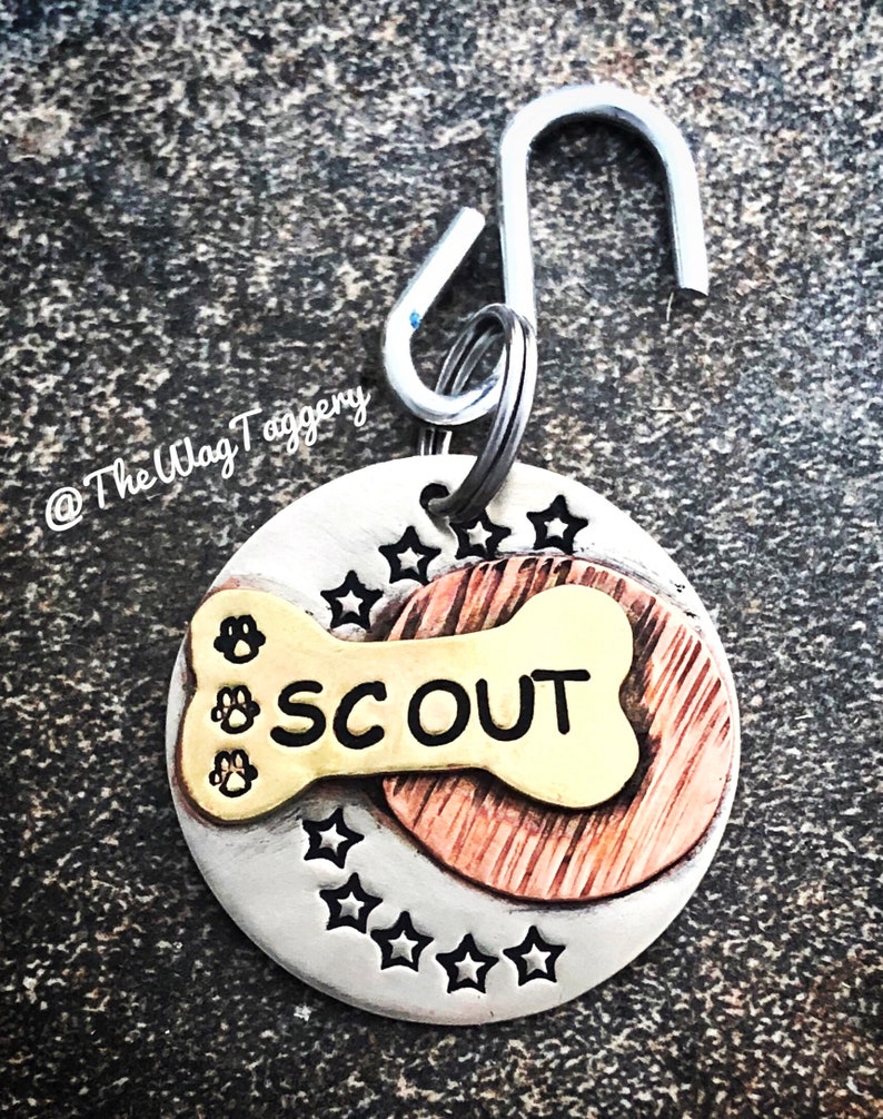 Hand Stamped Metal Pet ID Tag Dog ID Tag Personalized Custom - Etsy