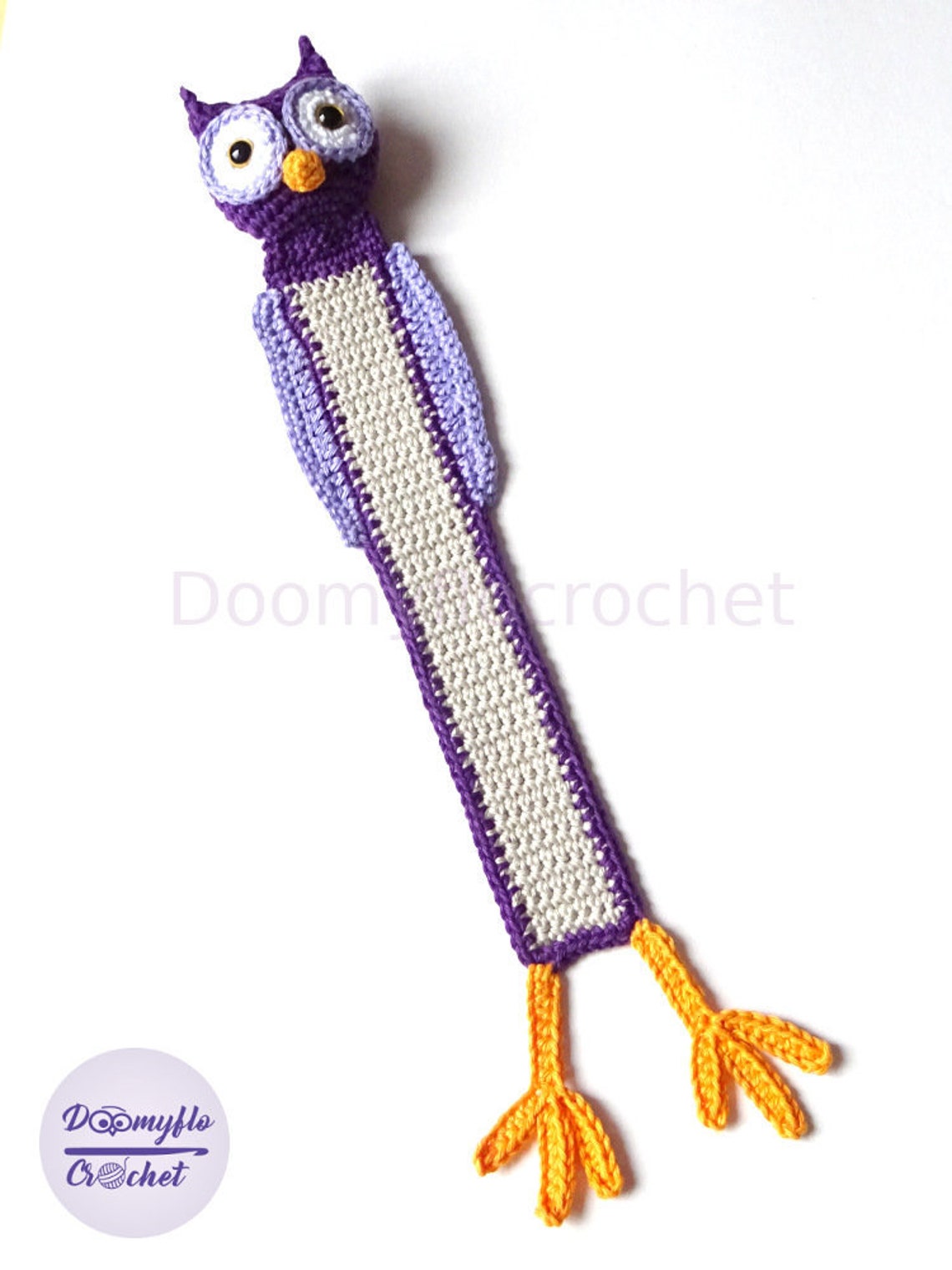 Owl Purple Bookmark Cotton Crochet Made | Etsy