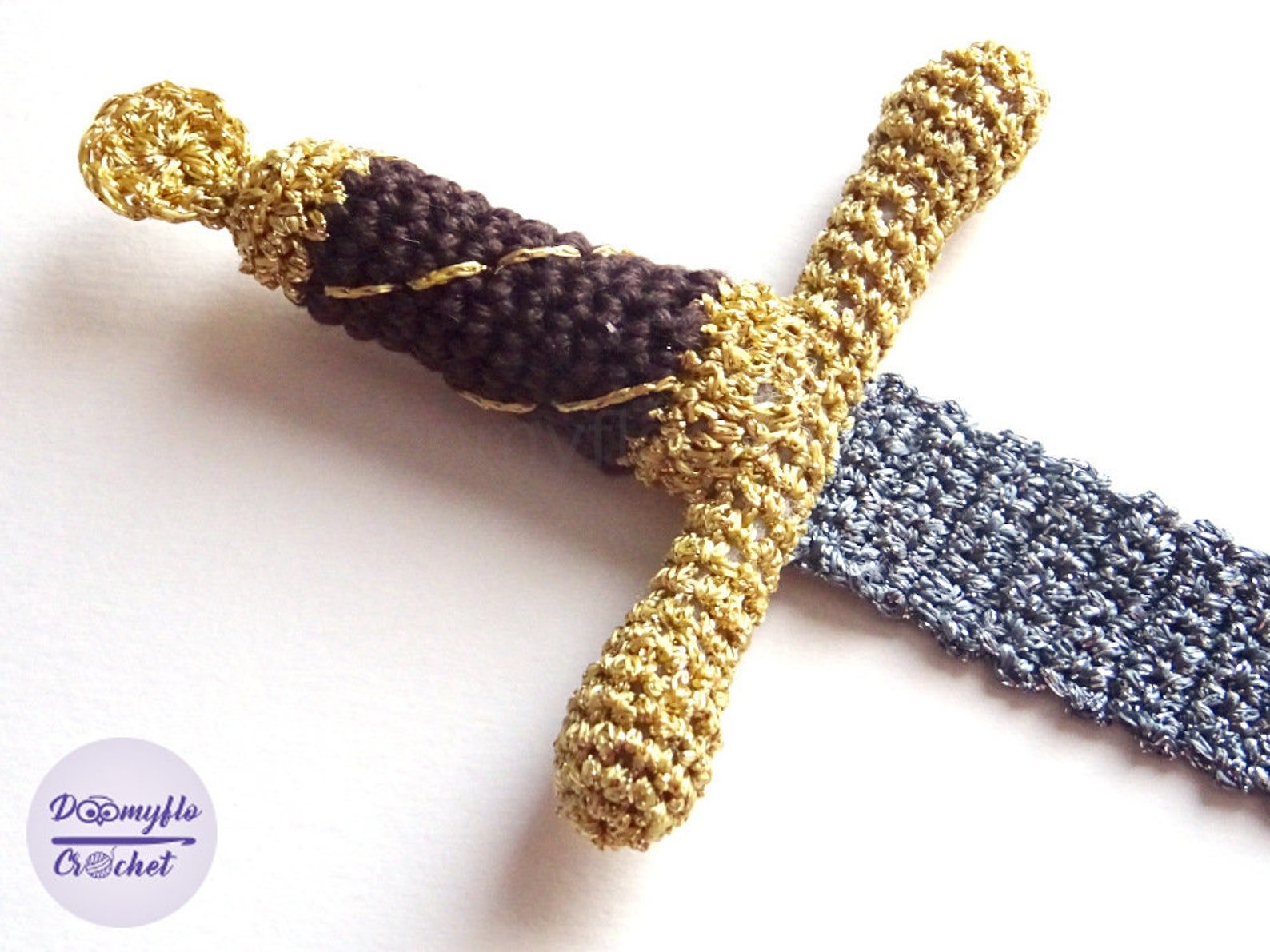 Sword Bookmark in Gold Cotton and Silver Crochet for Fans of | Etsy