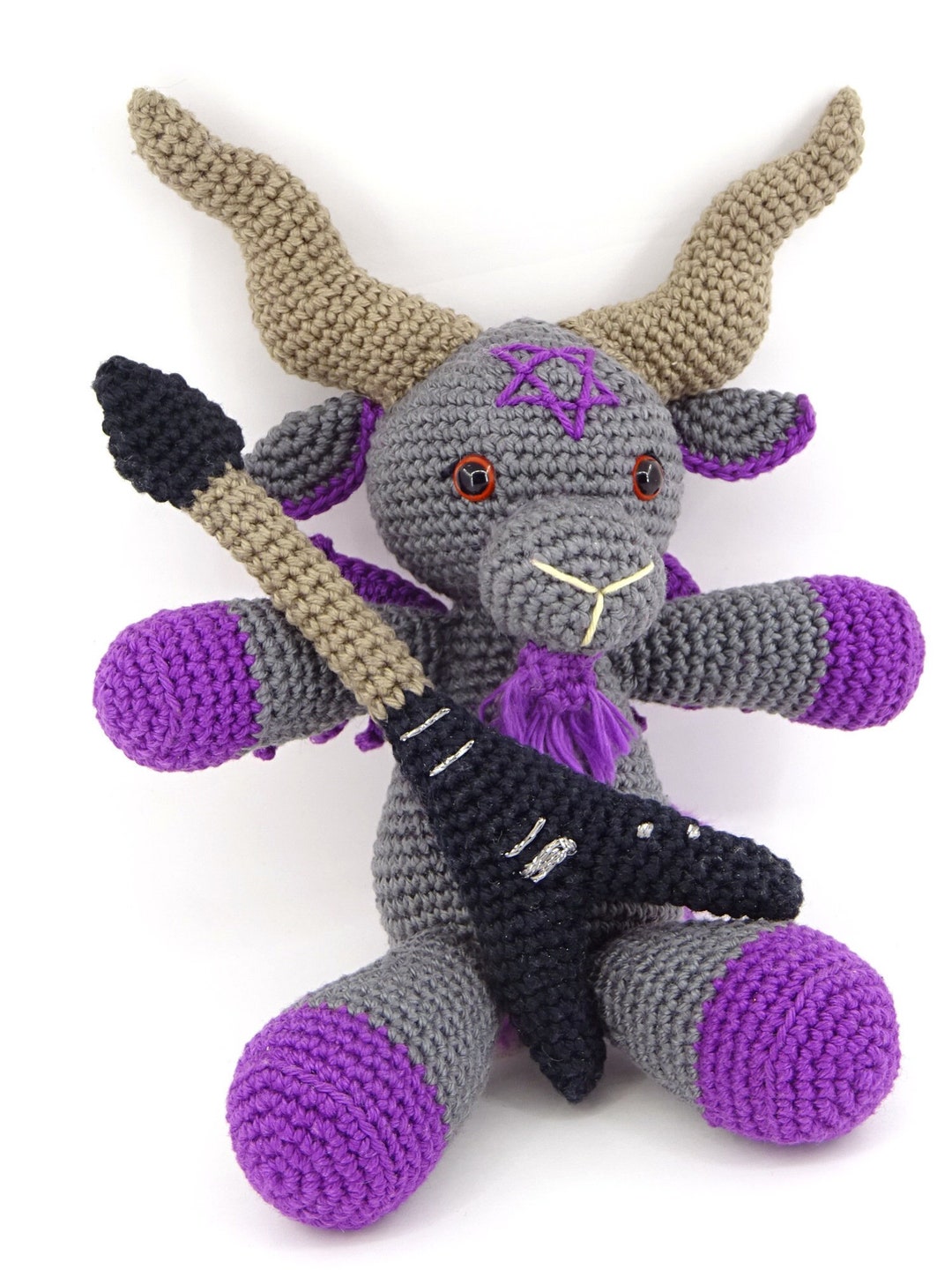 Metalhead Baphomet Doll With Electric Guitar Crochet Made - Etsy