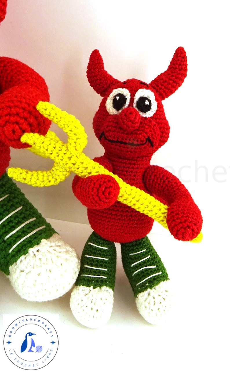 Red Demon Daemon Beastie BSD Devil Mascot Free BSD Crochet Cotton ...