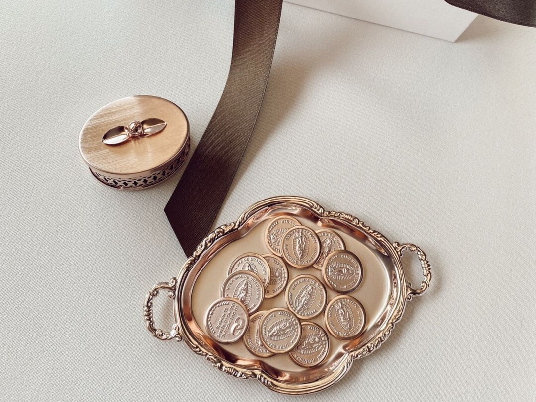 Wedding Coin Arras Set 14K Laminated Gold Virgin Mary Set - Etsy