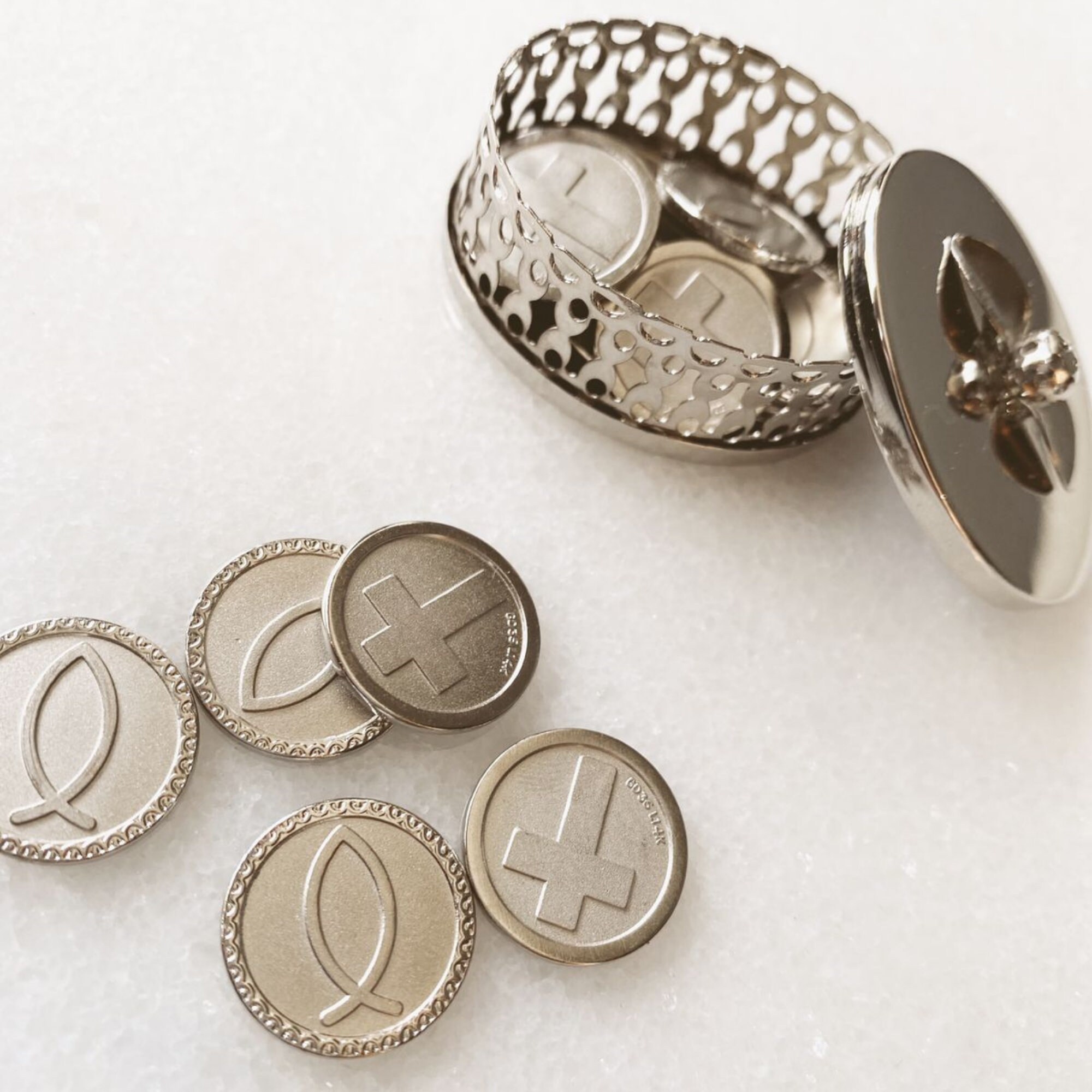 Weddings Decorations St Unity coins Benedict 14K white Laminated Gold ...