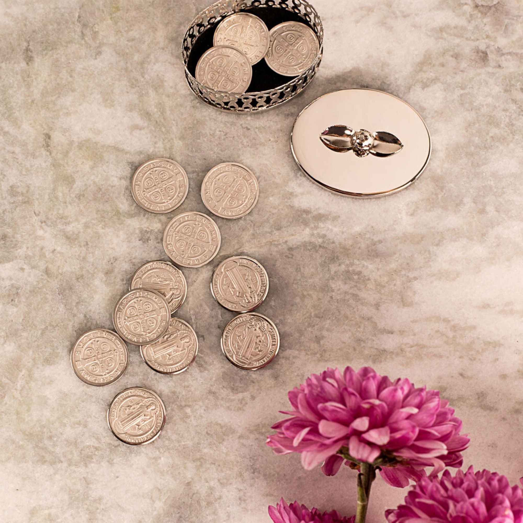 Weddings Decorations St Unity coins Benedict 14K white Laminated Gold ...