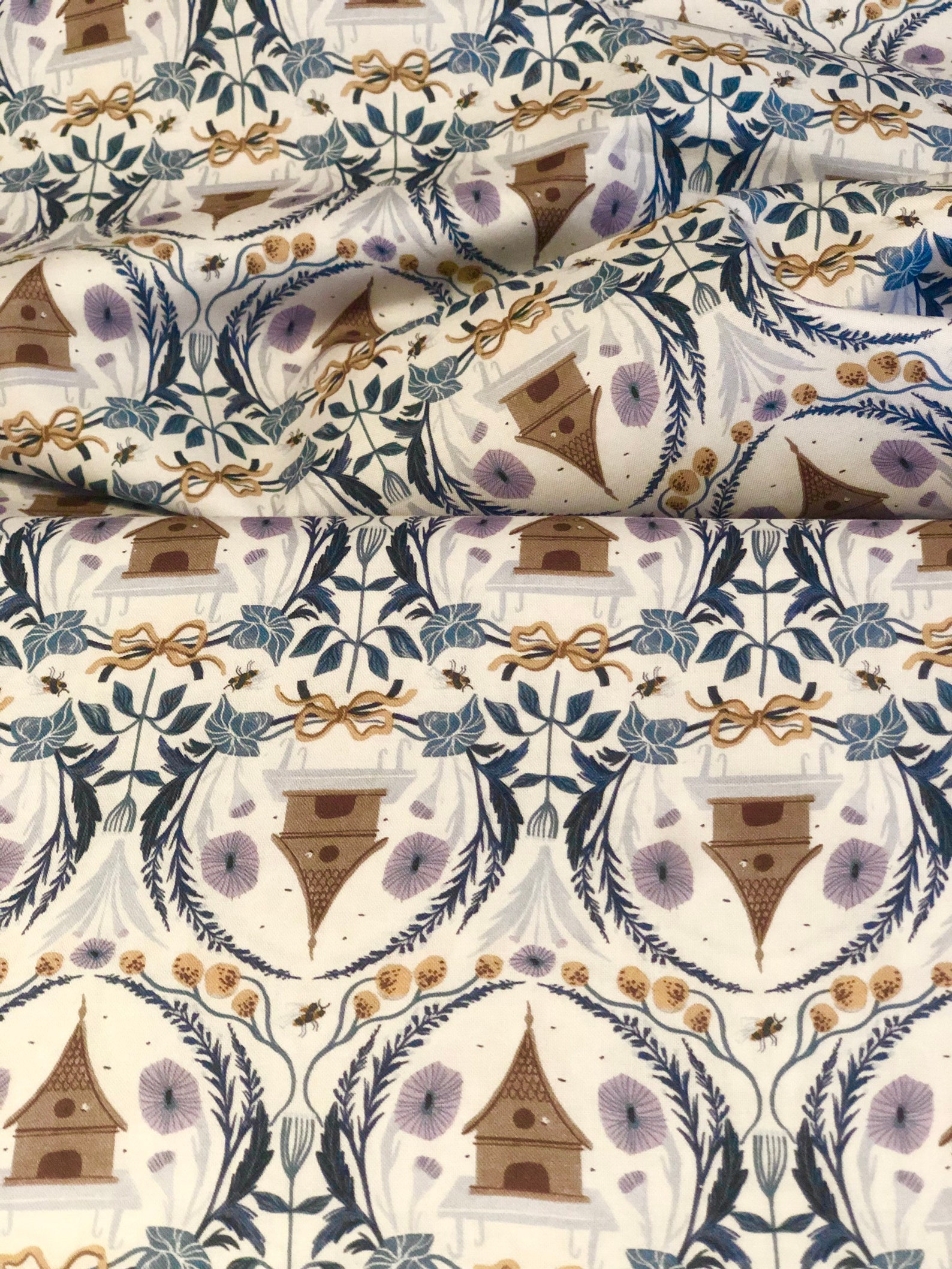 Gardenia Hives Fabric by Rae Ritchie for Dear Stella Fabrics Cottage ...