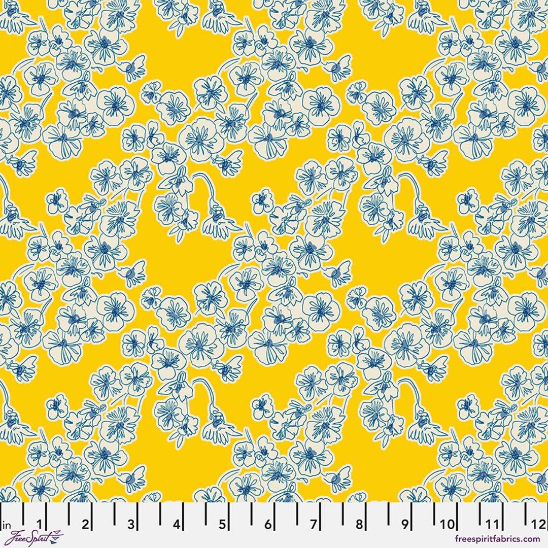 Kitty Mccall Island Blooms Fabric: Sunshine Yellow Floral Cotton - Etsy