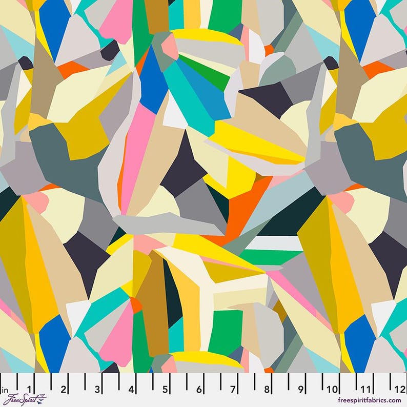 Abstract Prism Cotton Fabric, Kitty Mccall Vibrant Botanica - Etsy