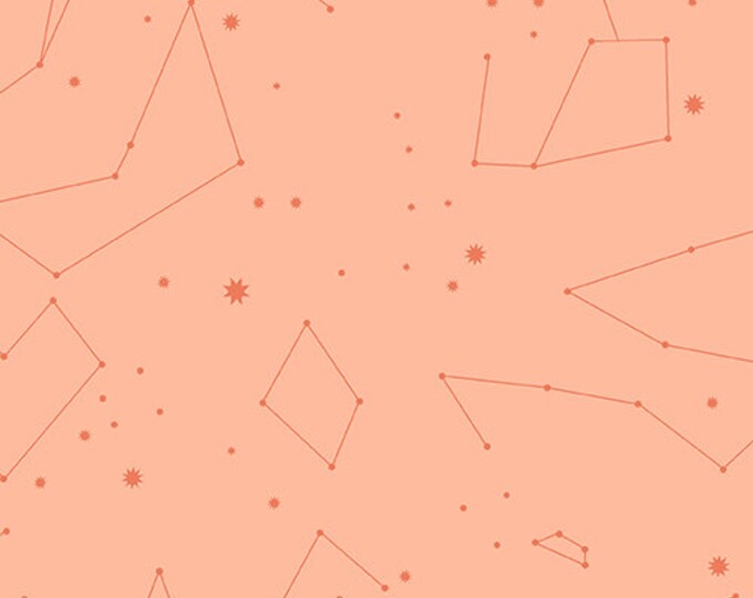 Constellations in Peach Natural History Cotton Lizzy House Peach Fabric ...