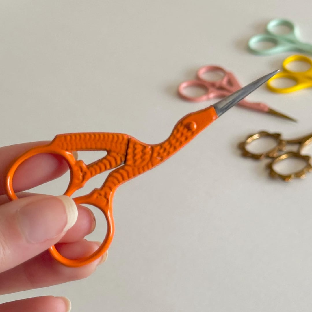 Crane Embroidery Scissors Burnt Orange 3.5 Inches Stork Small Sewing ...