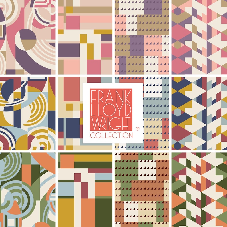 Frank Lloyd Wright Collection Hollyhock Red Navy Cloud 9 Fabrics ...