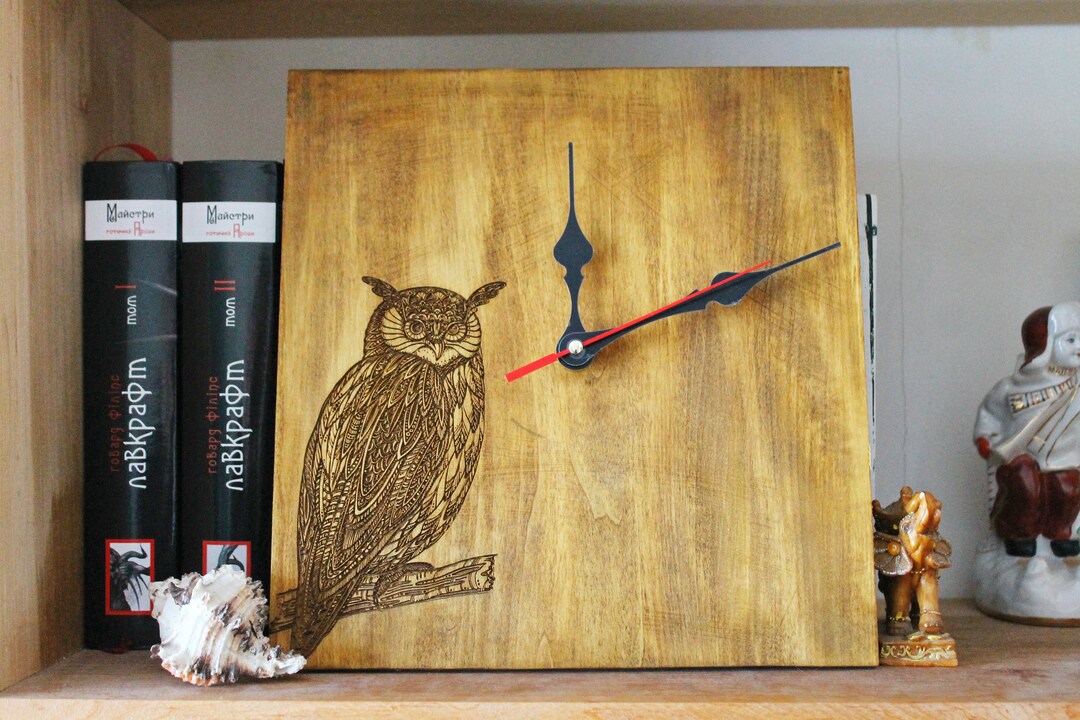 Wooden Owl Wall/desk Clock Made of Solid Linden Wood Walnut - Etsy