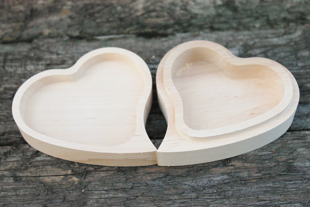 Heart-box Unfinished Wooden With Cover Natural Eco - Etsy