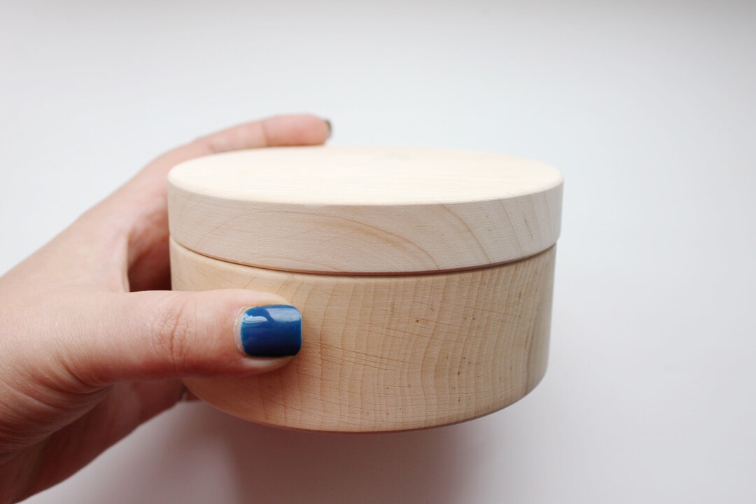 110 Mm Round Unfinished Wooden Box With Cover Natural, Eco Friendly 110 ...