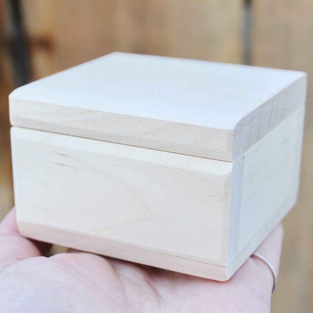 Square Unfinished Wooden Box 80 Mm With Lid on Hinges Natural, Eco ...