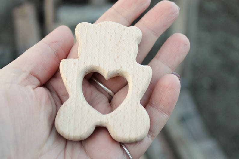 Bear-teether With Heart Natural Eco-friendly Natural - Etsy