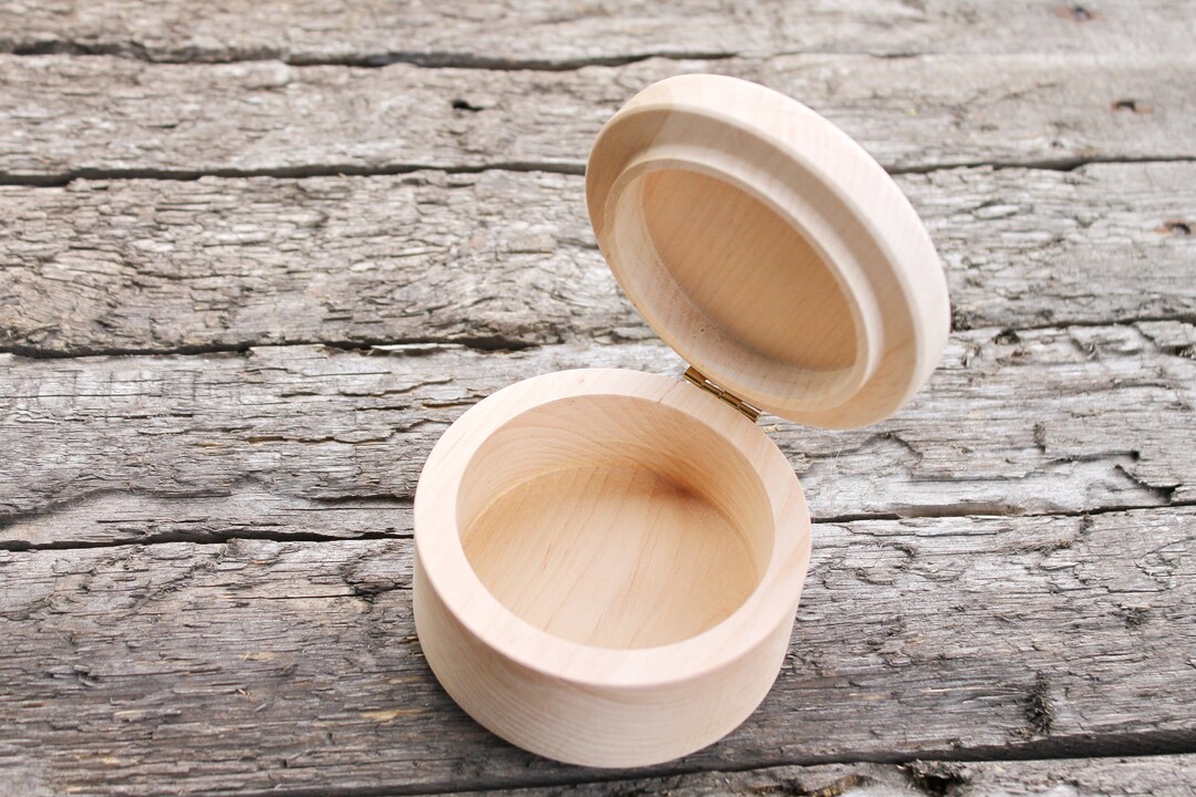 100 Mm Round Unfinished Wooden Box on Hinge Natural Eco - Etsy