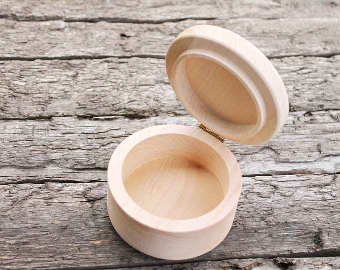 100 Mm Round Unfinished Wooden Box on Hinge Natural Eco - Etsy