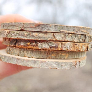 Set of 2 Unfinished Wooden Slices With Tree Bark Made of Alder Wood 90 ...