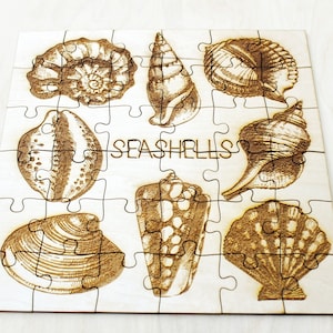 Wooden Puzzle - Sea Shells - Kids Adult Puzzle - Laser Cut Puzzle Blank ...