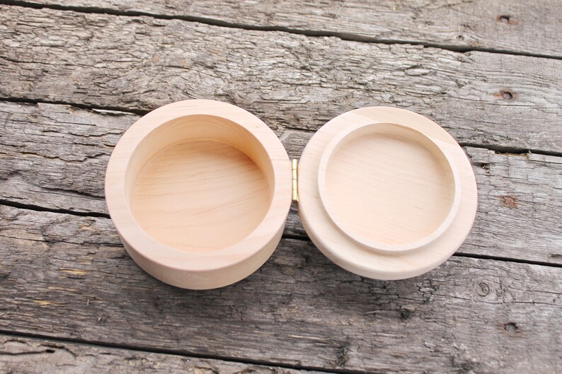 100 mm round unfinished wooden box on hinge natural eco | Etsy