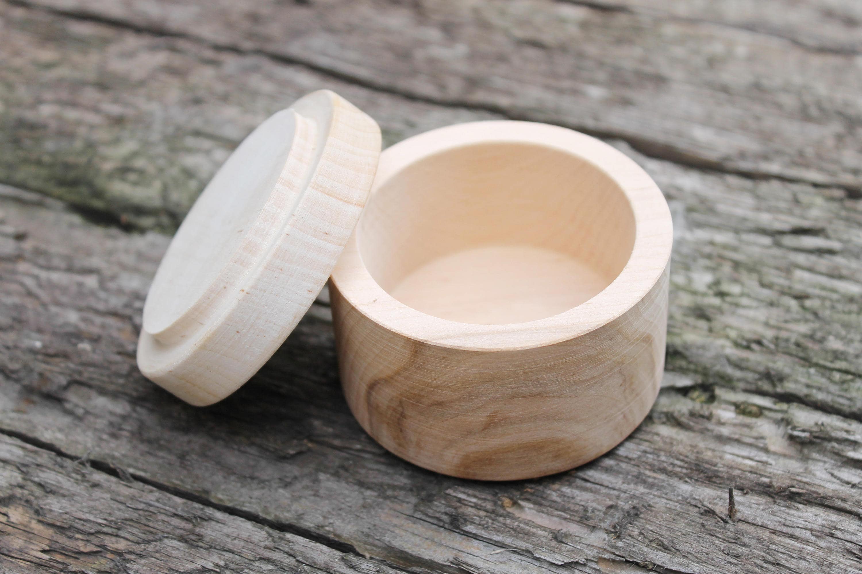 70 mm Round unfinished wooden box with cover natural eco | Etsy