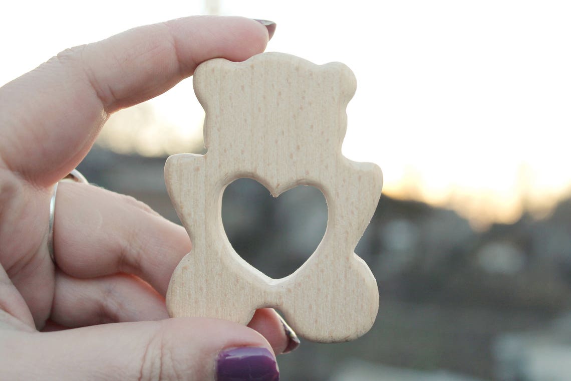 Bear-teether With Heart Natural Eco-friendly Natural - Etsy