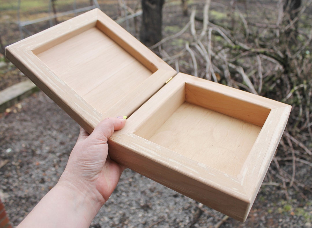 Big Wooden Square Box Unfinished Wooden Box 200 Mm 7.9 Inch on Two ...