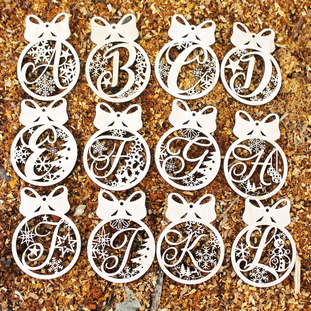Alphabet Letter Christmas Ornaments 3.9 Inch - 100 Mm - Laser Cut ...