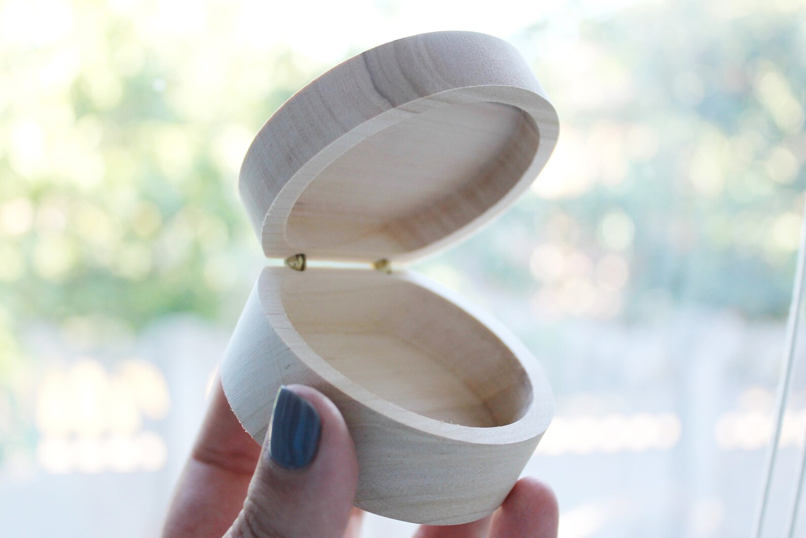 65 mm Round unfinished wooden box with cover on hinge | Etsy