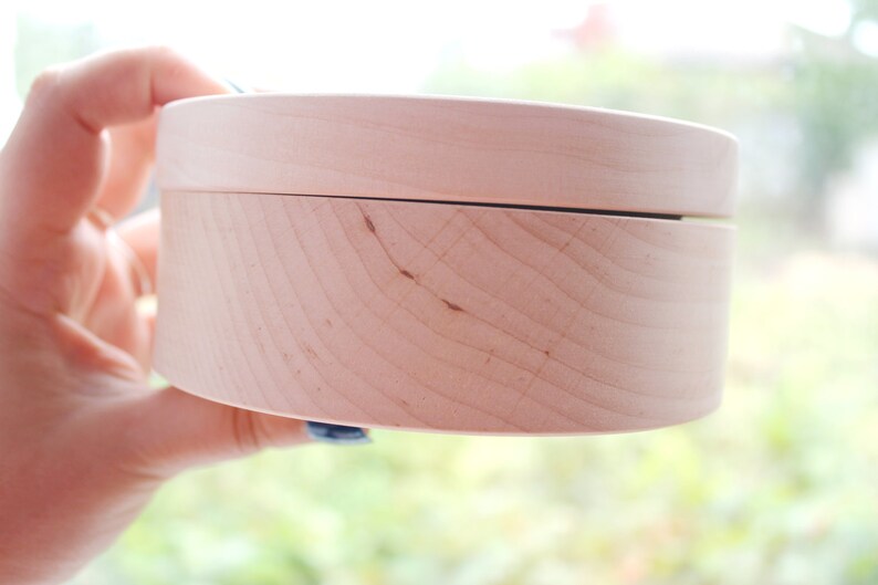 130 mm Round unfinished wooden box with cover natural | Etsy