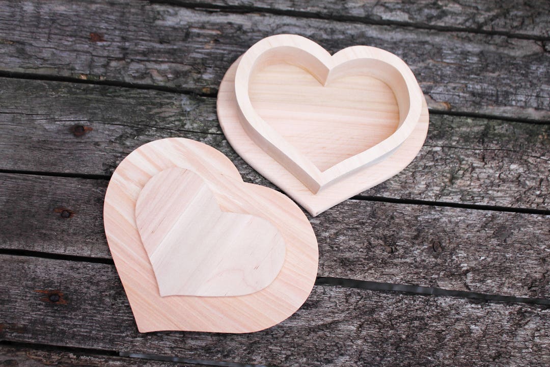 Big Heart-box Unfinished Wooden Box 165 Mm X 130 Mm With Cover Natural ...